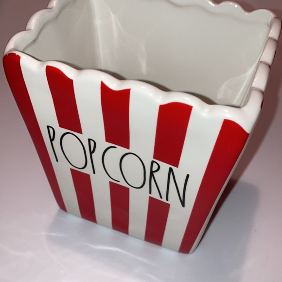 Rae Dunn | Kitchen | Rae Dunn Ceramic Popcorn Red Striped Bucket Bowl ...